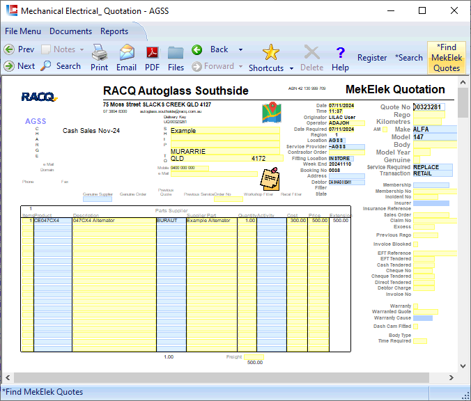 Mechanical Electrical Quotation
