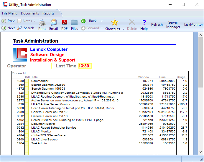 Utility Task Administration